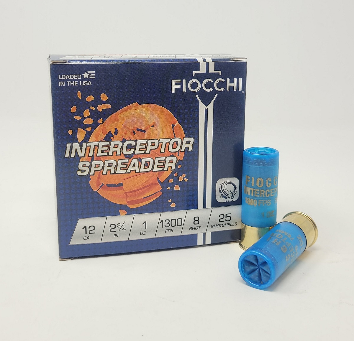 Fiocchi 12 Gauge Ammunition Interceptor Spreader FI12CPTR8 2-3/4" #8 ...