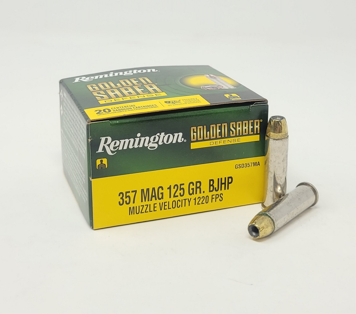 Remington 357 Mag Ammunition Golden Saber Defense GSD357MA 125 Grain ...