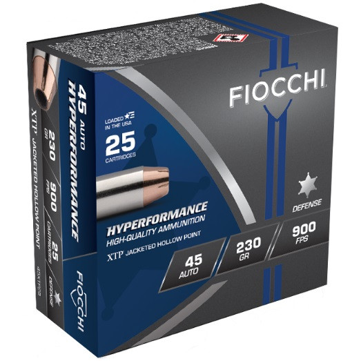 Fiocchi 45 Auto Ammunition Hyperformance Defense FI45XTP25 230 Grain ...