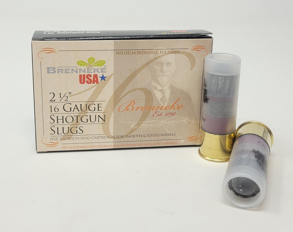 Brenneke USA 16 Gauge Ammunition SL162BR 2-1/2" Rifled Slug 1oz 1350fps ...