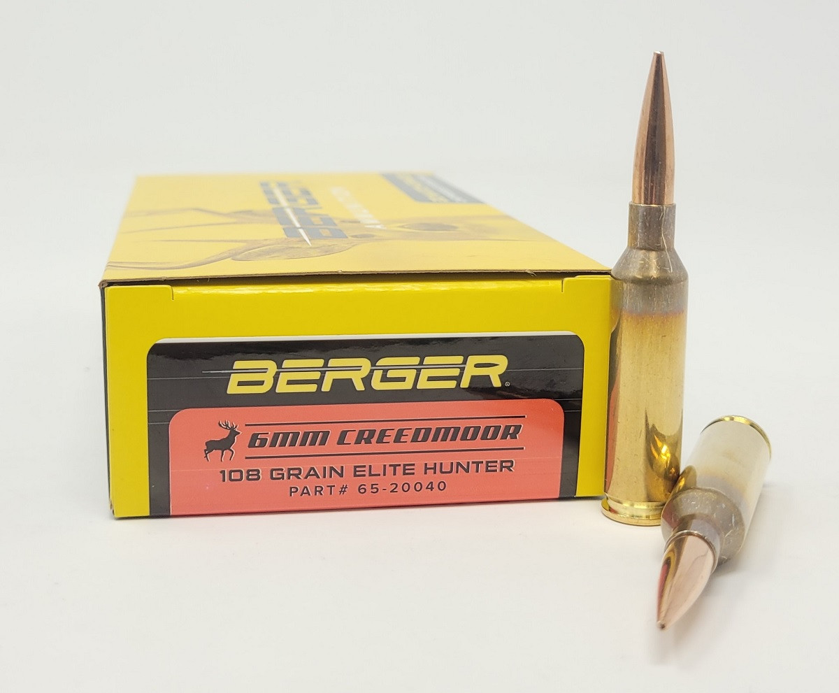 Berger 6mm Creedmoor Ammunition Elite Hunter BER20040 108 Grain Hollow ...