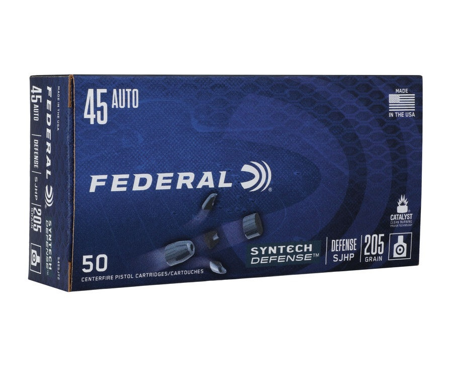 Federal 45 Auto Ammunition Syntech Defense S45SJT2 205 Grain Syntech ...