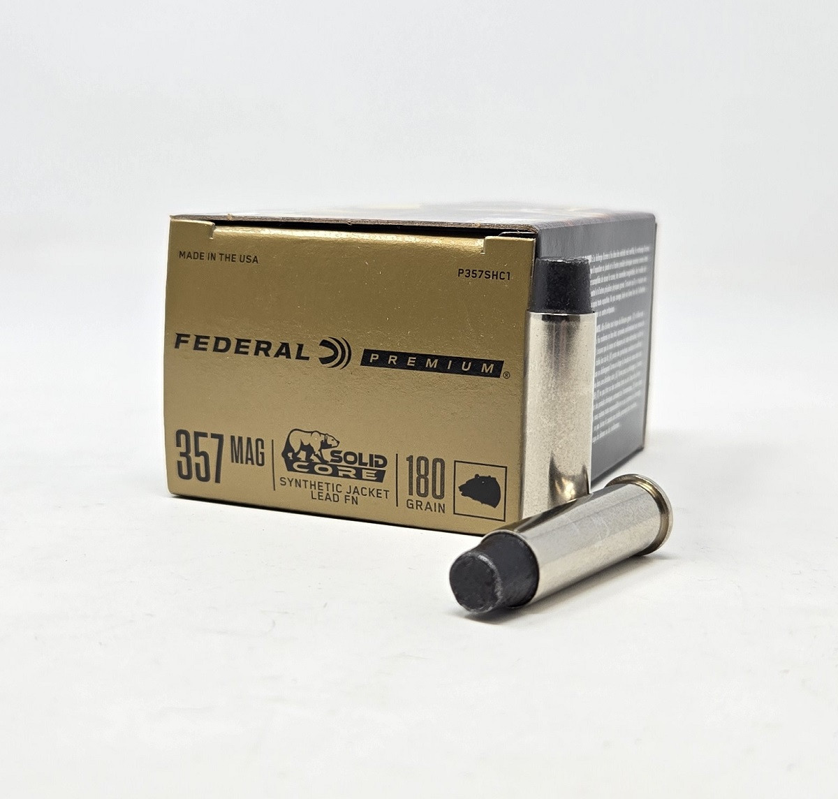 Federal Premium 357 Mag Ammunition Solid Core P357SHC1 180 Grain Synthetic Jacket Flat Nose 20 ...