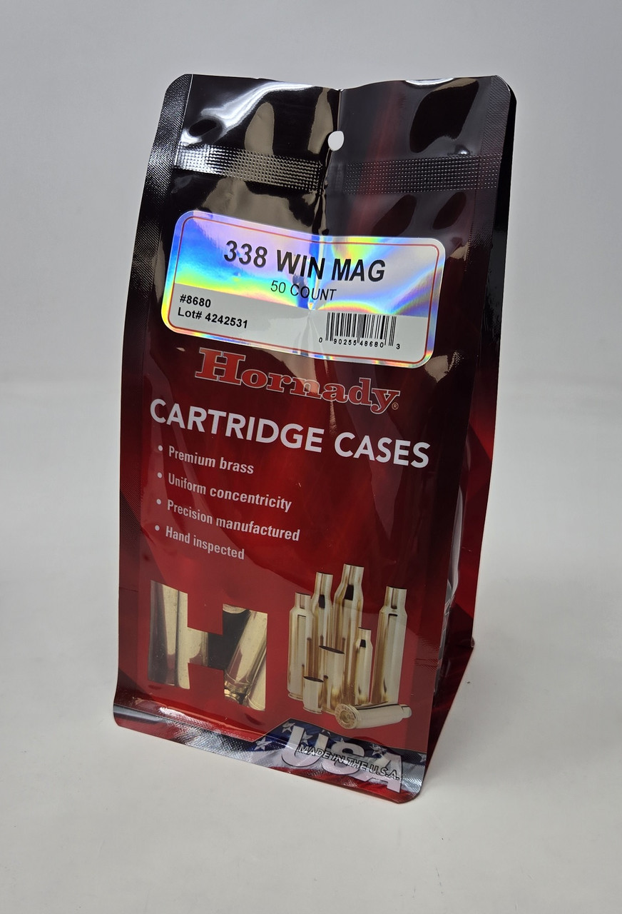 Hornady 338 Win Mag Unprimed Reloading Brass Casings H8680 50 Pieces