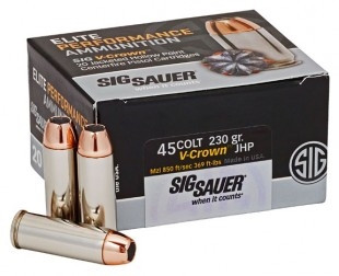 Sig Sauer 45 Colt Ammunition V-Crown E45LC1-20 230 Grain Jacketed ...