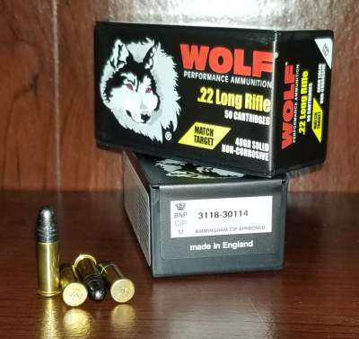 Wolf 22LR Match Target Ammunition WPA22MTB 40 Grain Lead Round Nose ...