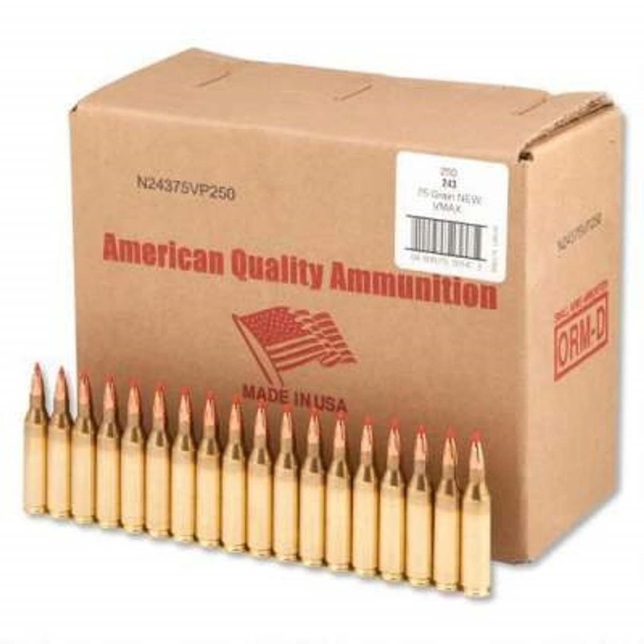 American Quality 243 Win Ammunition 75 Grain V MAX 250 Rounds american-quality-243-win-ammunition-75-grain-v-max-250-rounds