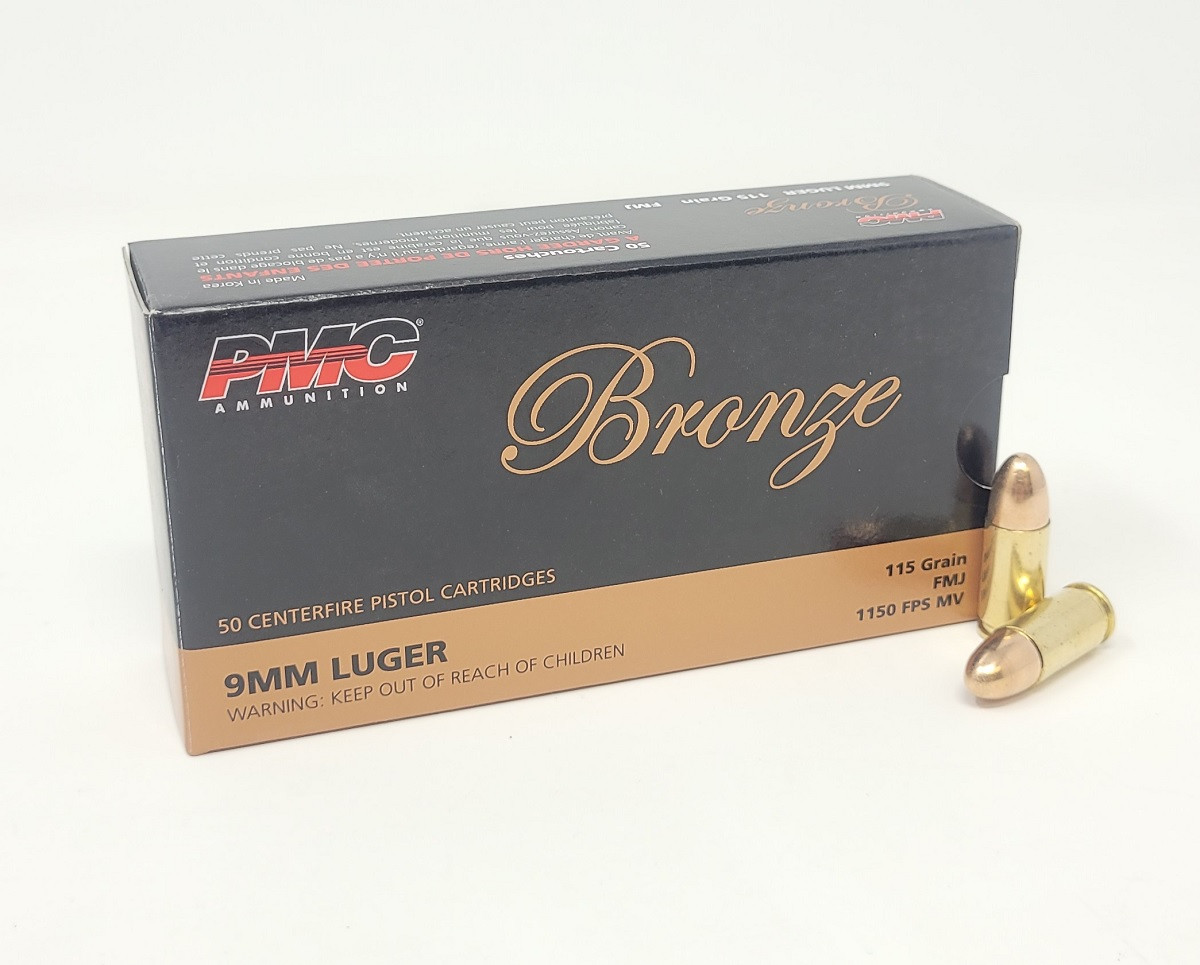 PMC 9mm Ammunition Bronze PMC9A 1115 Grain Full Metal Jacket 50 Rounds