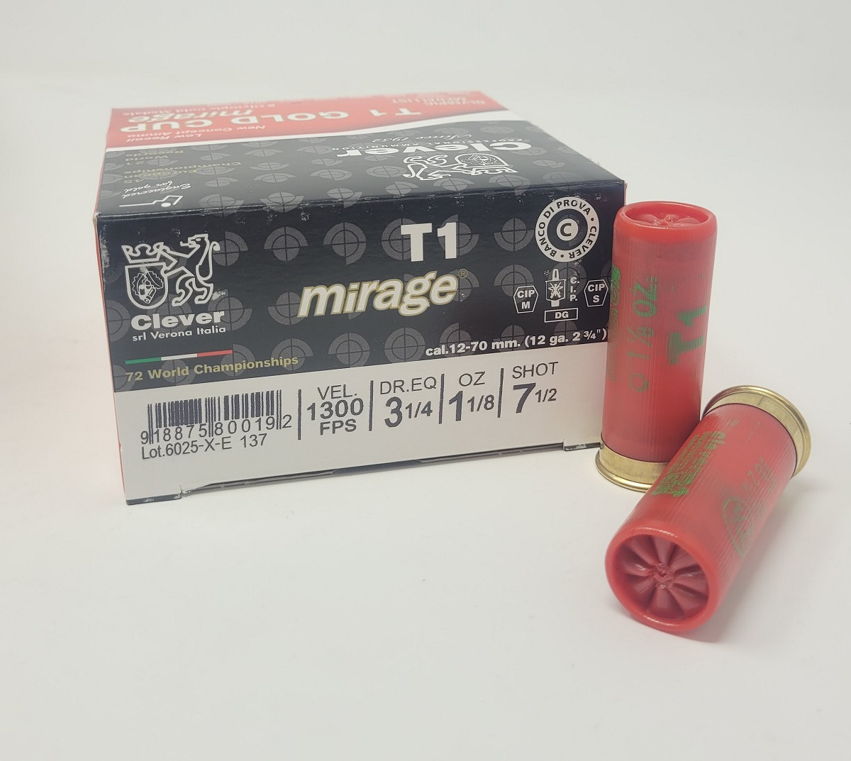 Clever 12 Gauge Ammunition T1 Sporting Clay #7.5 Shot 2-3/4" 1-1/8oz ...