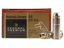 Federal 44 Magnum Ammunition Hydra-Shok P44HS1 240 Grain Jacketed ...