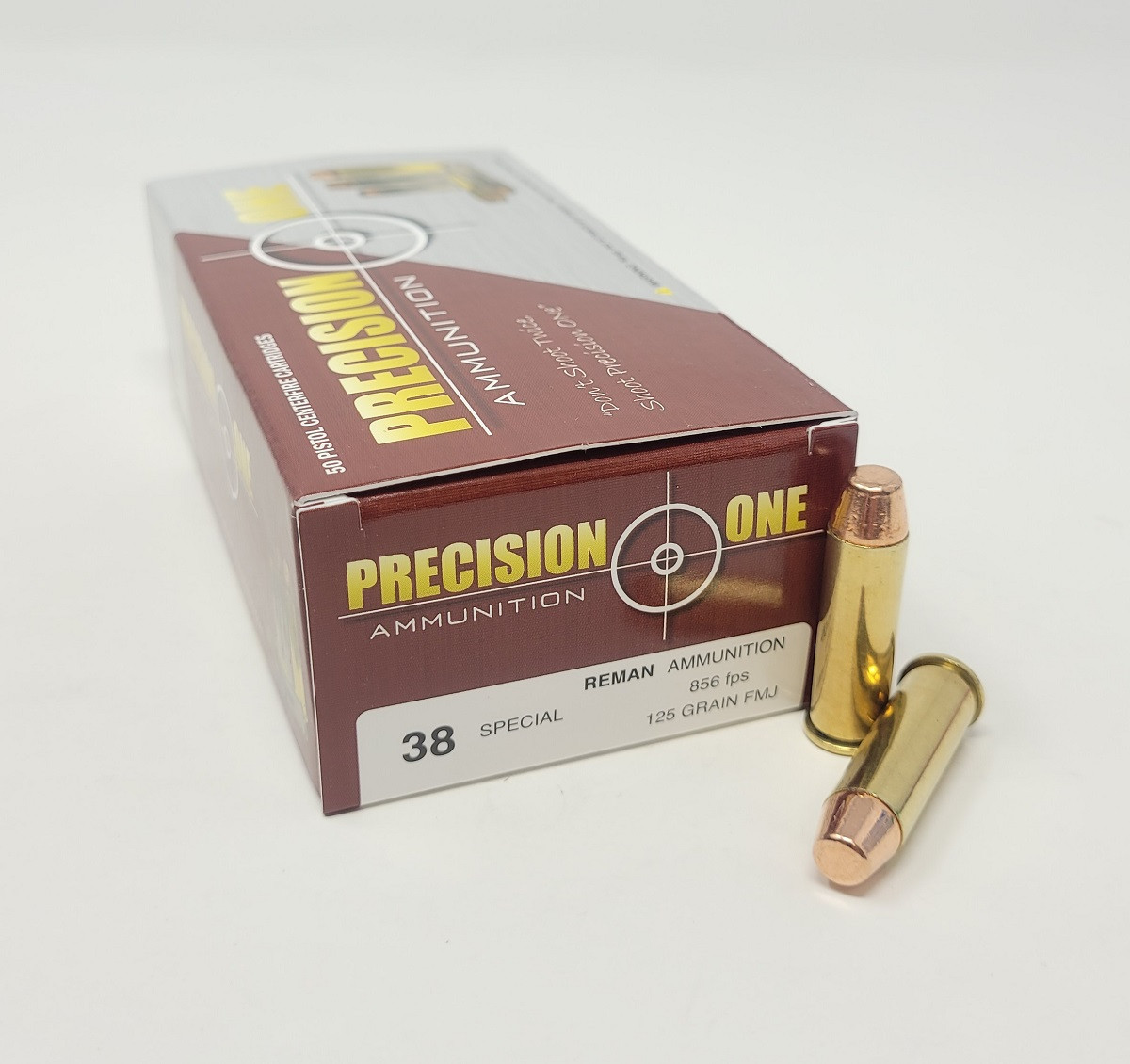 Precision One 38 Special Ammunition 125 Grain REMAN Full Metal Jacket ...