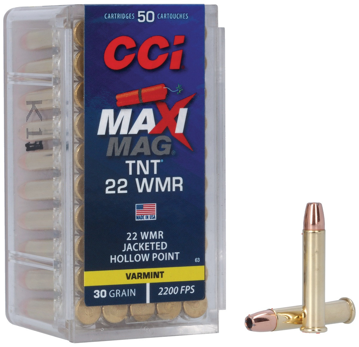 CCI 22 WMR Ammunition VNT 0969CC 30 Grain Polymer Tip 50 Rounds