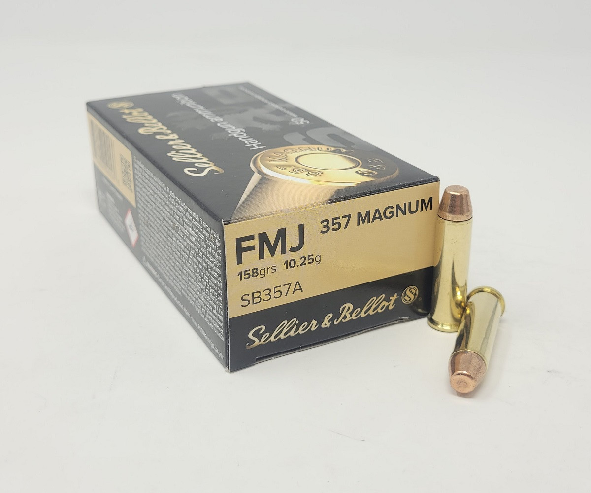 Sellier & Bellot 357 Magnum Ammunition SB357L 158 Grain Lead Flat Nose ...