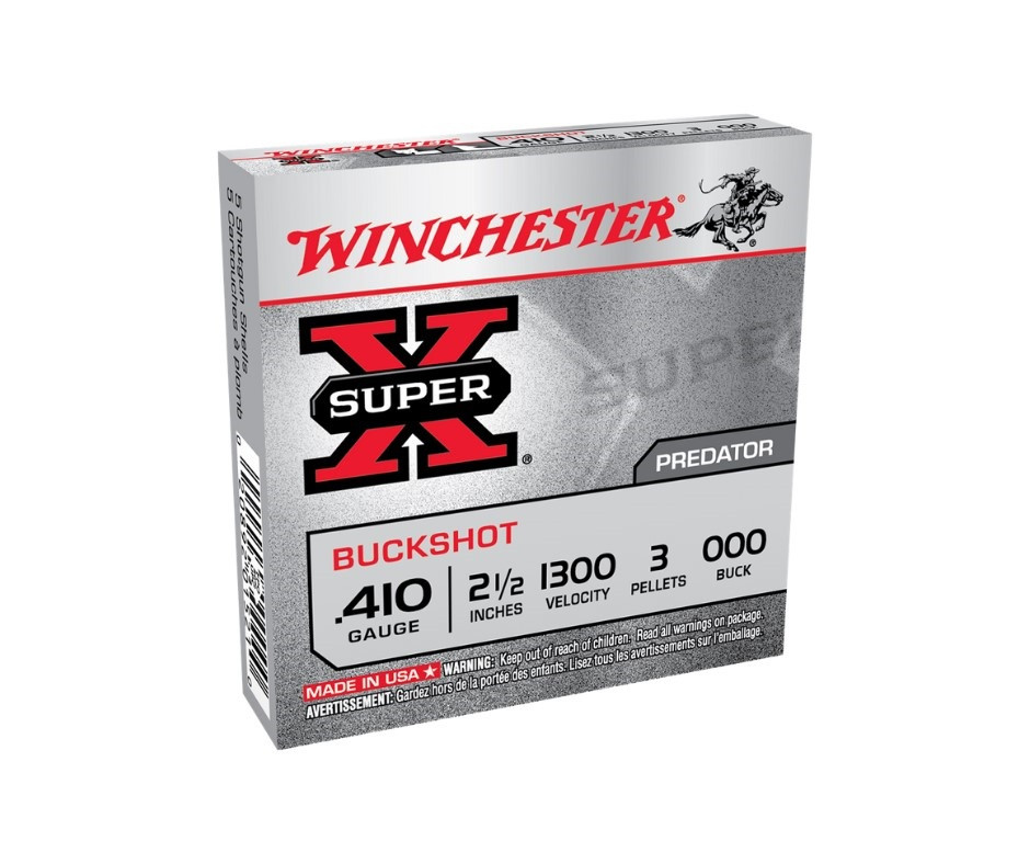 Winchester 410 Bore Super-X XB41000 2-1/2" 000 Buckshot 3 Pellets 5 per box