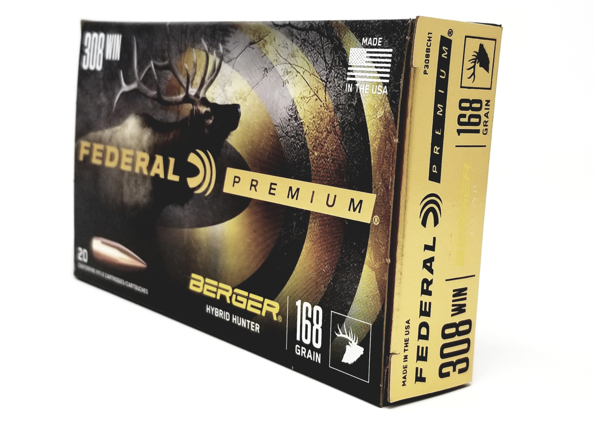 Federal 308 Win Ammunition P308BCH1 168 Grain Berger Hybrid Hunter 20 ...