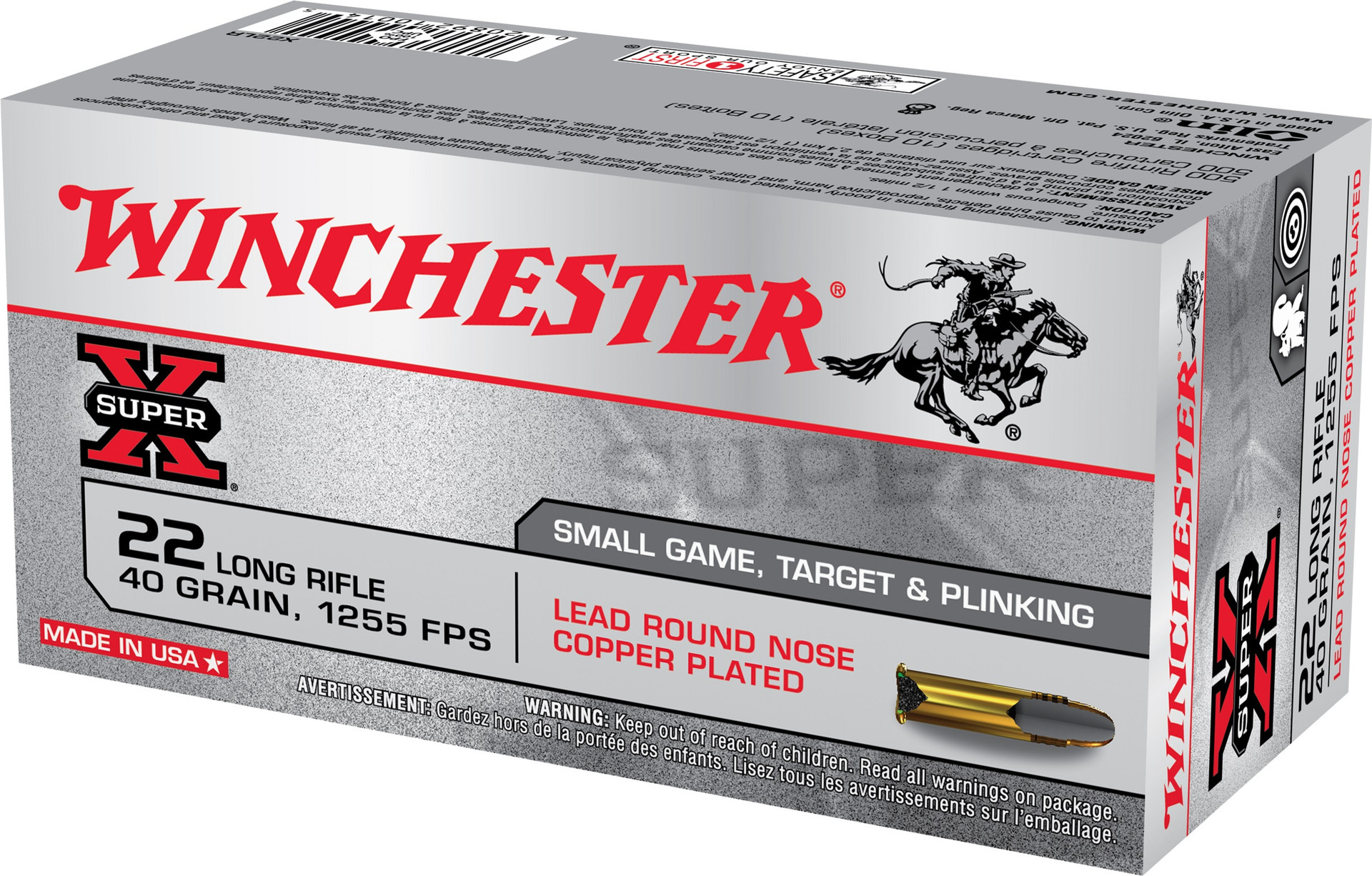 Winchester 22 LR Ammunition S22LRTPB 40 Grain Black Copper Plated Round ...