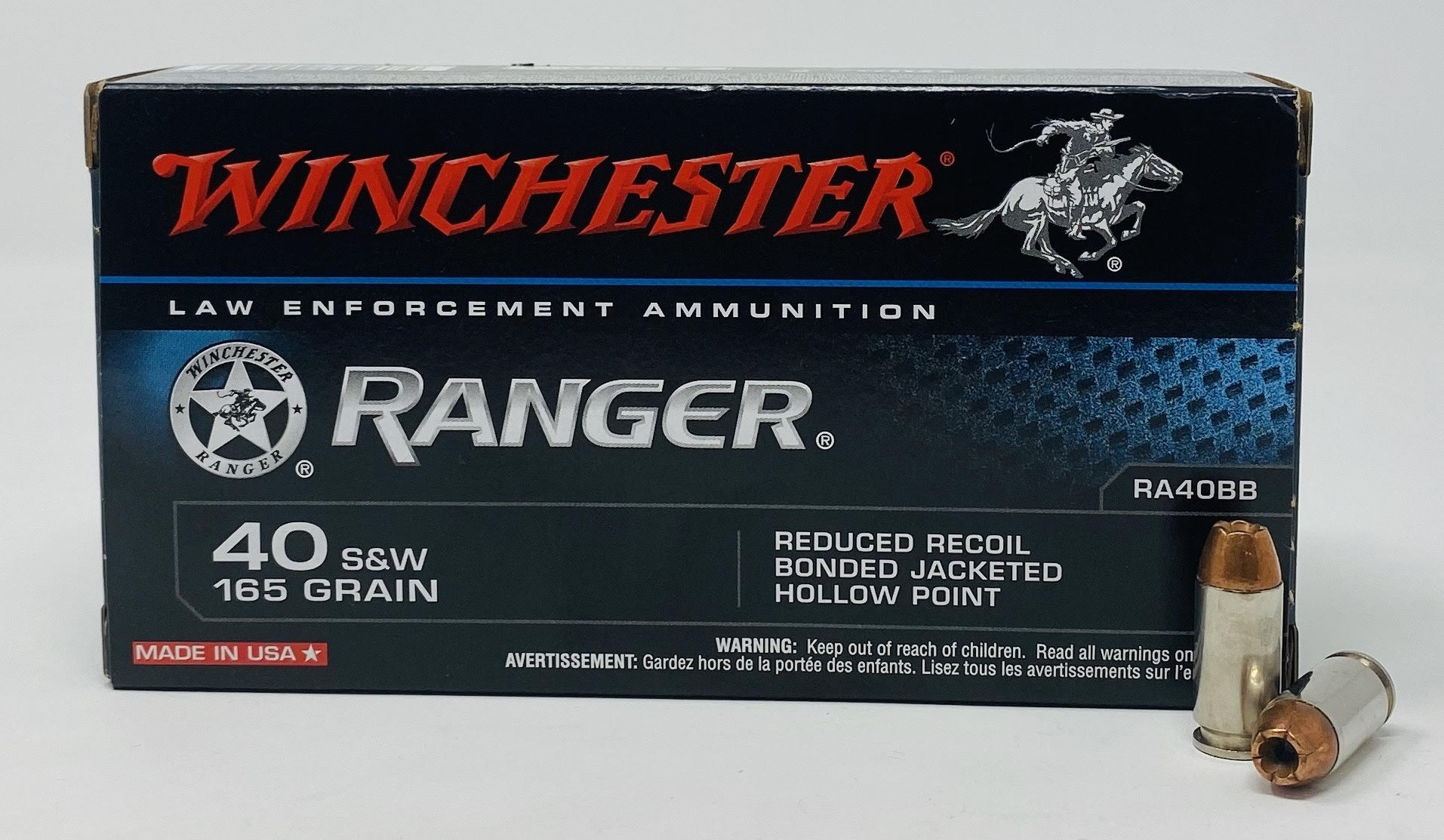 Winchester 40 S&W Ammunition Ranger RA40T 180 Grain Bonded Jacketed ...