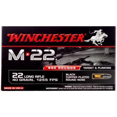 Winchester 22 LR Ammunition S22LRTPB 40 Grain Black Copper Plated Round ...
