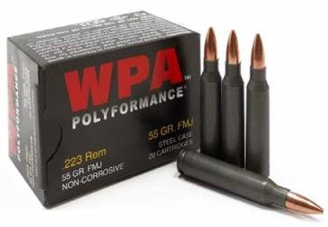 Wolf 223 Remington WPA Polyformance 55 gr FMJ Steel Case 500 per case