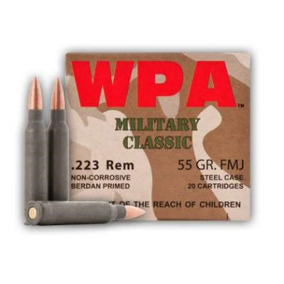 Wolf 223 Remington WPA Polyformance 55 gr FMJ Steel Case 500 per case