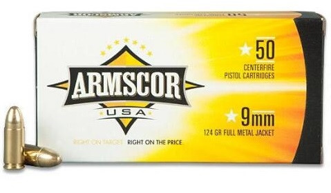 Armscor 9mm 124 gr FMJ 50 per box