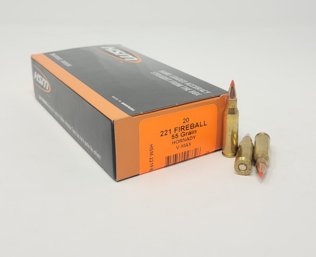 HSM 221 Fireball Ammunition HSM221FB10N20 55 Grain V-Max Ballistic Tip ...