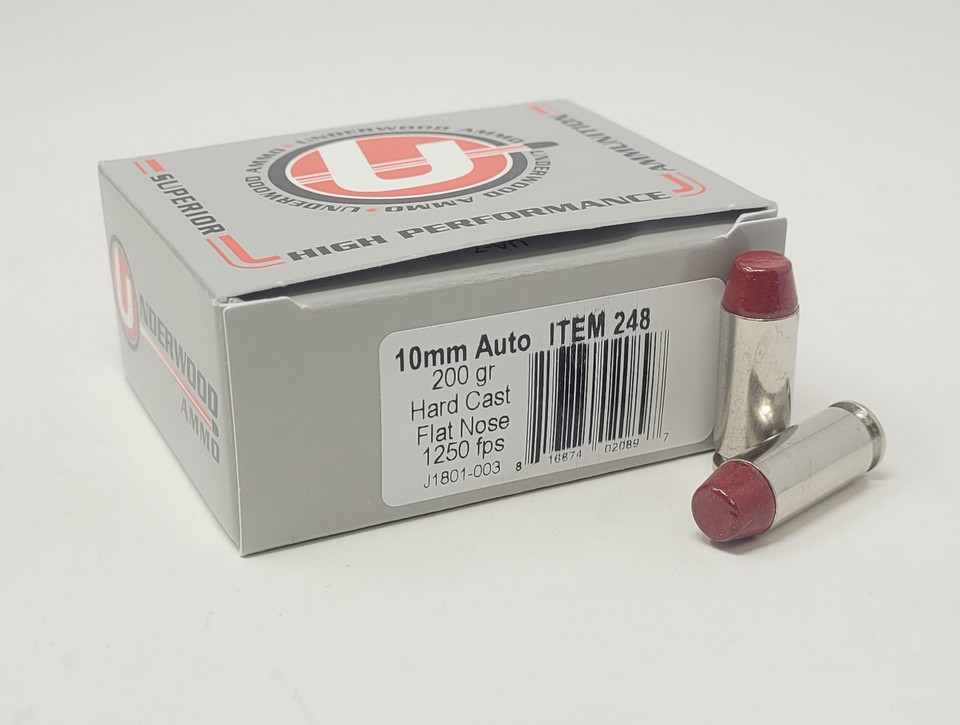 Underwood 45 Super Ammunition UW728 255 Grain Hard Cast Flat Nose 20 Rounds