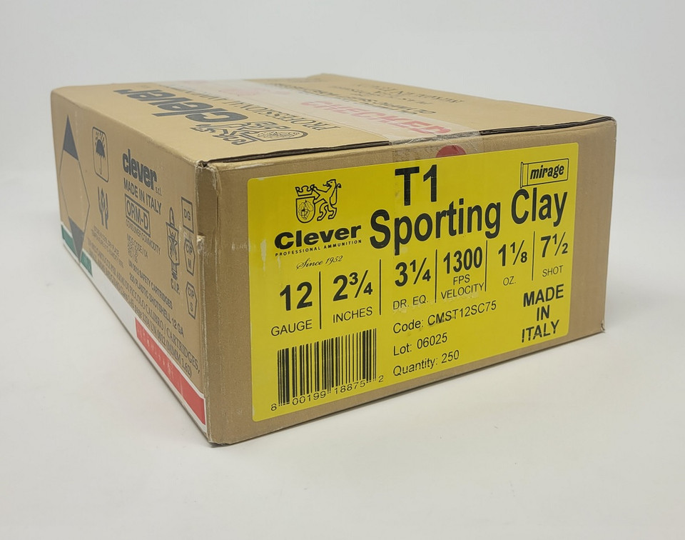 Clever 12 Gauge Ammunition T1 Sporting Clay #7.5 Shot 2-3/4" 1-1/8oz ...