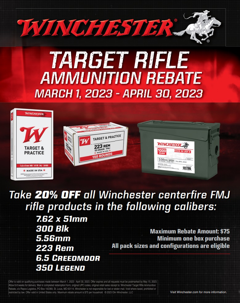 Winchester 5.56x45mm NATO M193 Ammunition WM193 55 Grain Full Metal Jacket 20 Rounds