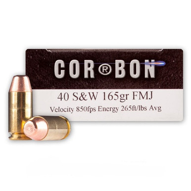 Corbon 40 S&W Ammunition PM4016550 165 Grain Full Metal Jacket 50 Rounds