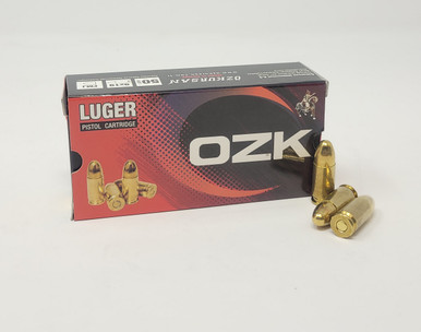OZK 9mm Ammunition OZK9124FMJ 124 Grain Full Metal Jacket 50 Rounds