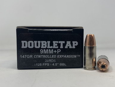 Double Tap 9mm +P Ammunition 9MM147CE 147 Grain Jacketed Hollow Point ...