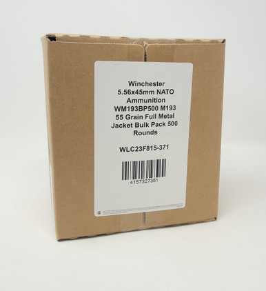 Winchester 5.56x45mm NATO Ammunition WM193BP500 M193 55 Grain Full ...