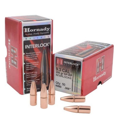 Hornady 9.3 Cal (.366 Dia) Reloading Bullets H3560 286 Grain Interlock ...