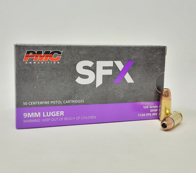 PMC 9mm Ammunition SFX PMC9SFX50 124 Grain SF Hollow Point 50 Rounds