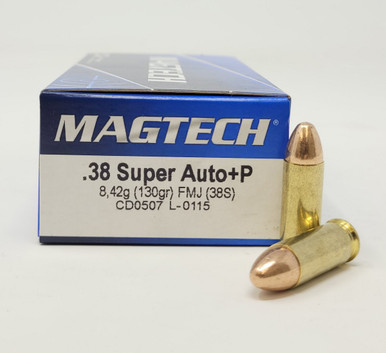 Magtech 38 Super Auto +P Ammunition MT38S 130 Grain Full Metal Jacket ...