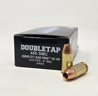 DoubleTap 450 SMC Ammunition Lead Free 450S160X 160 Grain Solid Copper ...