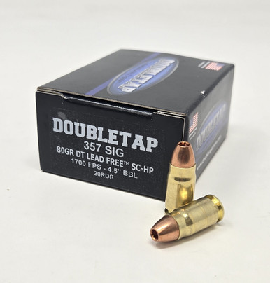 DoubleTap 357 Sig Ammunition Lead Free 357S80X 80 Grain Solid Copper ...