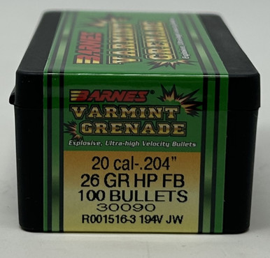 Barnes 20 Cal (.204 Dia) Reloading Bullets Varmint Grenade Copper ...