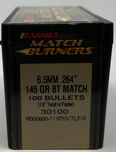Barnes 6.5mm (.264 Dia) Reloading Bullets Match Burner B30100 145 Grain ...