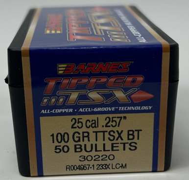 Barnes 25 Cal (.257 Dia) Reloading Bullets Copper TTSX B30220 100 Grain ...