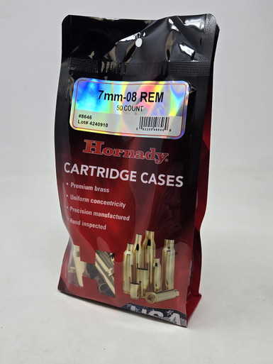 Hornady 7mm-08 Rem Unprimed Reloading Brass Casings H8646 50 Pieces