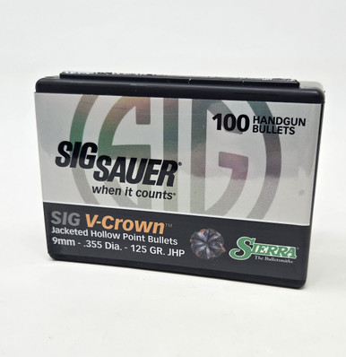Sierra 9mm (.355 Dia) Reloading Bullets SRAA9925 125 Grain V-Crown ...