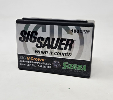 Sierra 9mm (.355 Dia) Reloading Bullets SRAA9947 147 Grain V-Crown ...