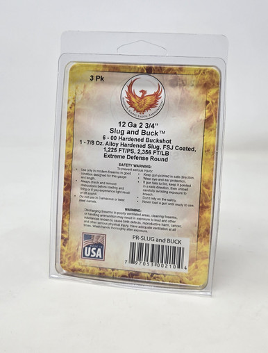 Phoenix Rising 12 Gauge Ammunition Slug And Buck PR12SBUCK 6 Pellet 00 ...