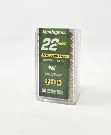 Remington 22 Short Ammunition High Velocity 22SCPHP 27 Grain Hollow ...