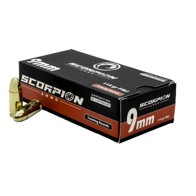 Scorpion 9mm Ammunition Training 9115FMJ-T50 115 Grain Full Metal ...