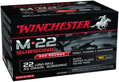 Winchester 22LR M22 Subsonic S22LRTSU8 45 gr Black Plated Round Nose 800rds