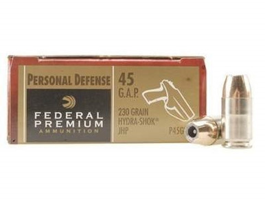 Federal 45 GAP Ammunition Hydra-Shok P45GHS1 230 Grain Jacketed Hollow ...