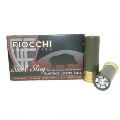 Fiocchi 12 Gauge Ammunition Steel Slug 12SLXTXP 2-3/4" 1oz Aero Slug 5 ...